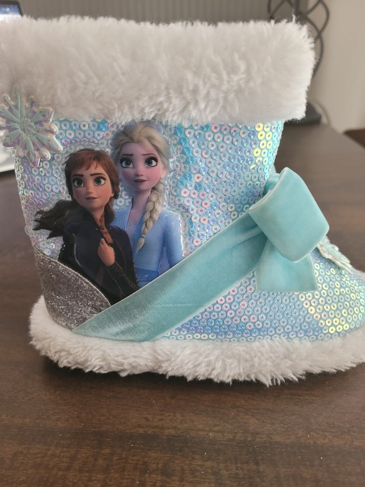Disney Frozen Soft Shell Sequin Fur Trimmed Slipper/Boot Size 7-8 | eBay