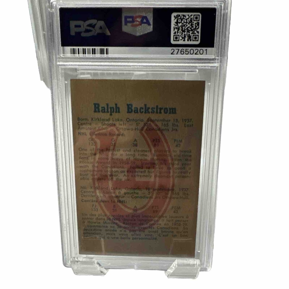 1960 1960/61 PARKHURST NHL HOCKEY CARD #41 RALPH BACKSTROM PSA 8 NM/MT ...