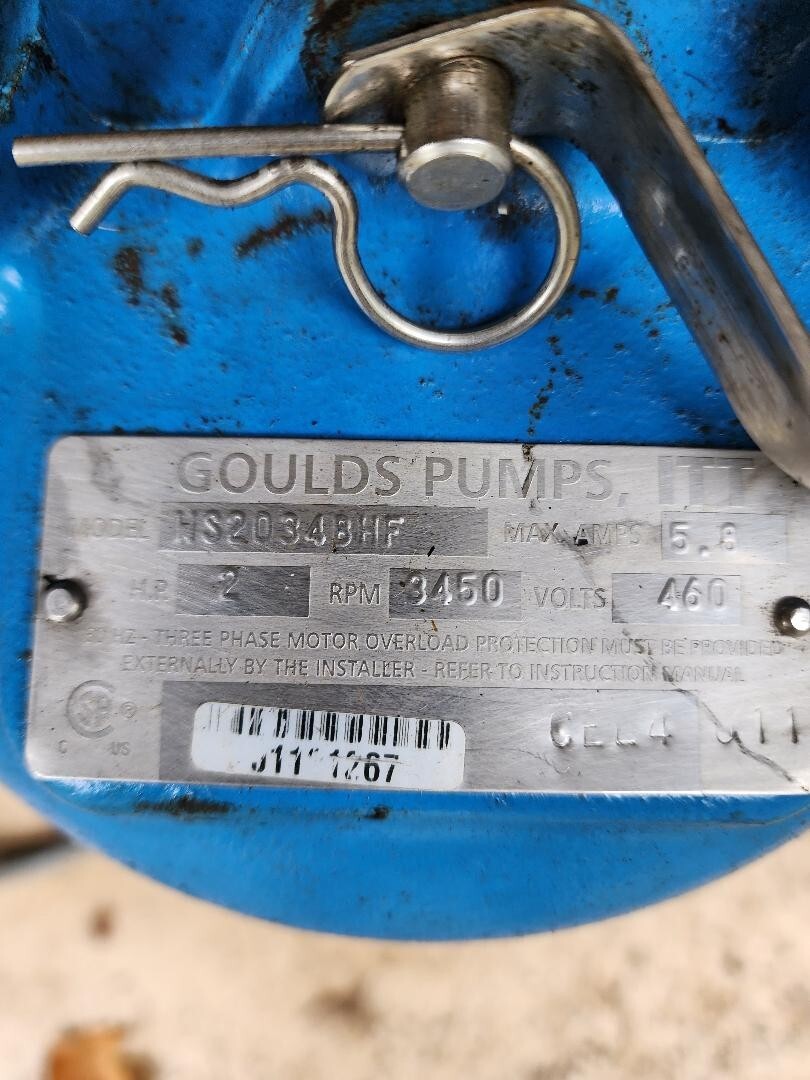 Goulds WS2034BHF Submersible Sewage Pump, 2 HP, 2 inch, 460V | eBay