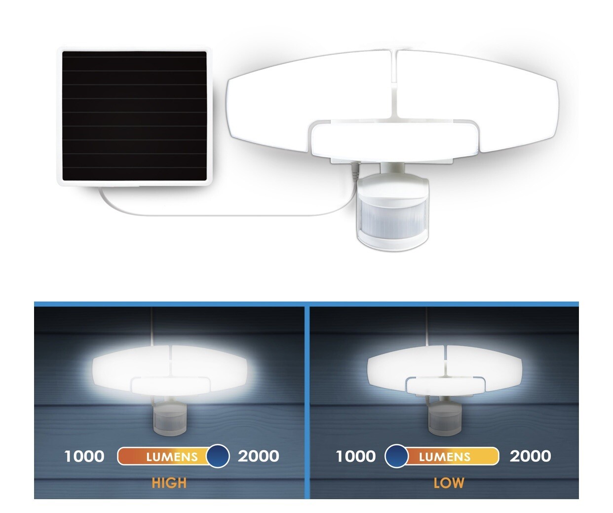 SunForce, 2000 Lumens LED Solar Motion Activated Security Flood Light ...