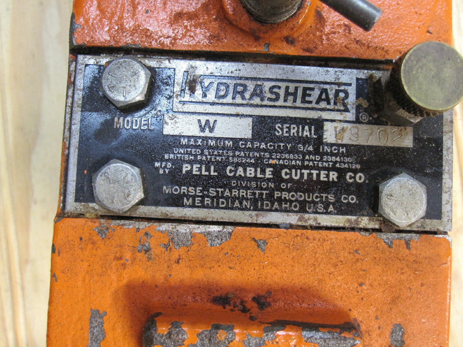 Morse-Starrett Pell Hydrashear W-075 cable cutter | eBay