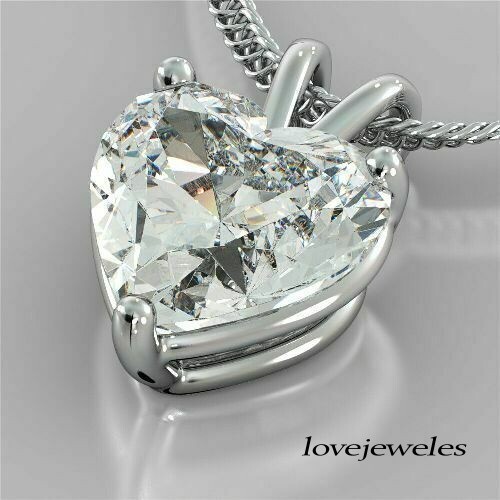 14K White Gold Finish 3.50CT Heart Shape Lab Created Diamond Solitaire ...