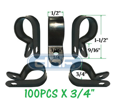 100 PACK 3/4" BLACK NYLON R-TYPE CABLE CLAMP UV WEATHER RESISTANT ...