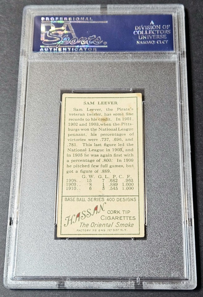 1911 T205 Gold Border Hassan Back Sam Leever PSA 3 MK | eBay