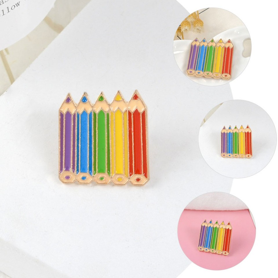 6Pcs Alloy Pencil Pin Pen Shaped Brooches Cartoon Pin Brooches Jewelry ...