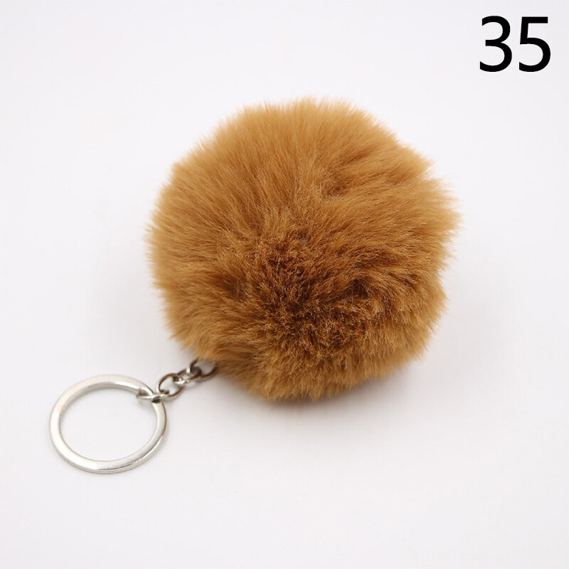 Soft Fur Fluffy Ball Keychain PomPom Key Chains Keyring Charms Handbag ...