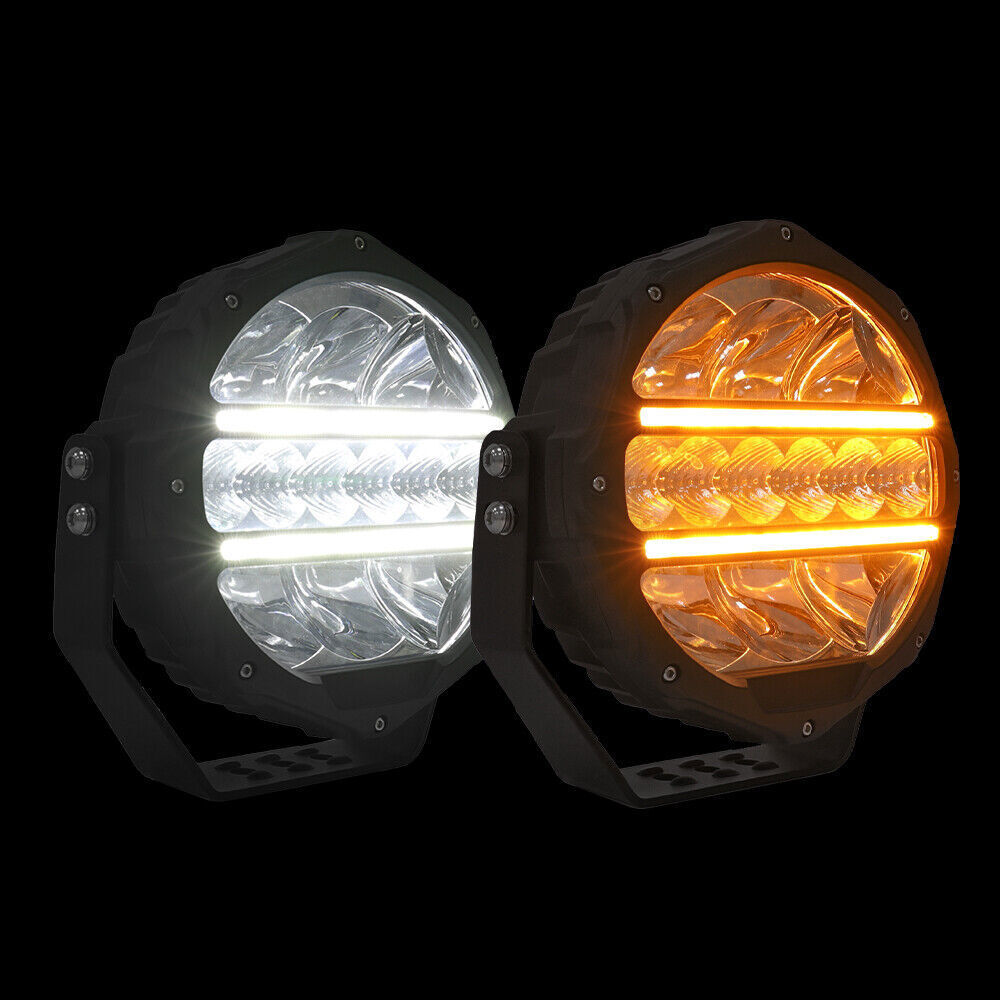 9 inch LED Spot Driving Lights Black Round Spotlight DRL 4x4 Offroad ...
