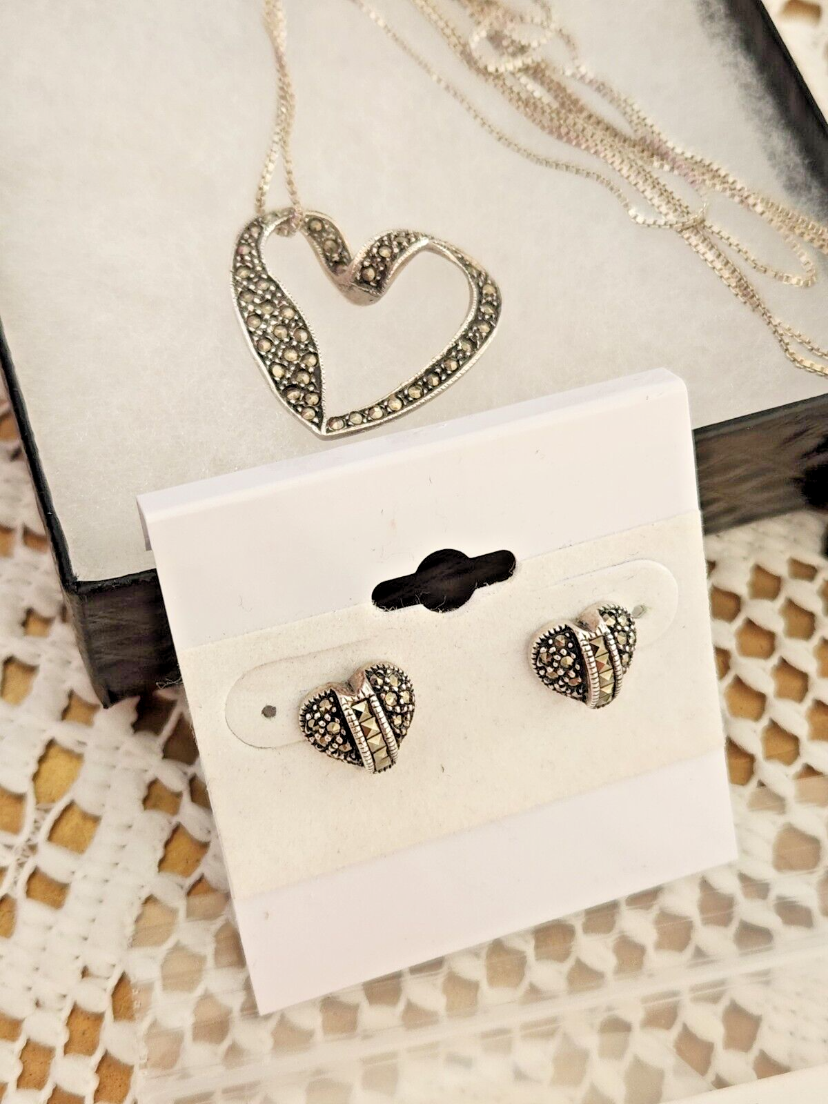 Judith Jack Sterling Silver Marcasite Heart Floating Pendant Necklace ...