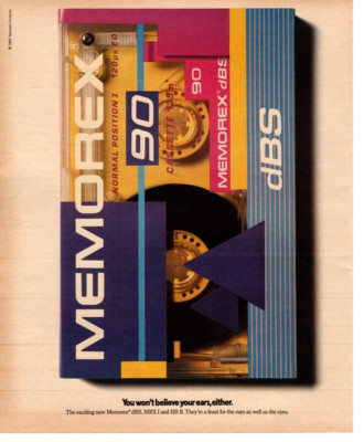 1987 MEMOREX COLORED CASSETTE TAPE PRINT AD VINTAGE AUDIO RECORDING ...