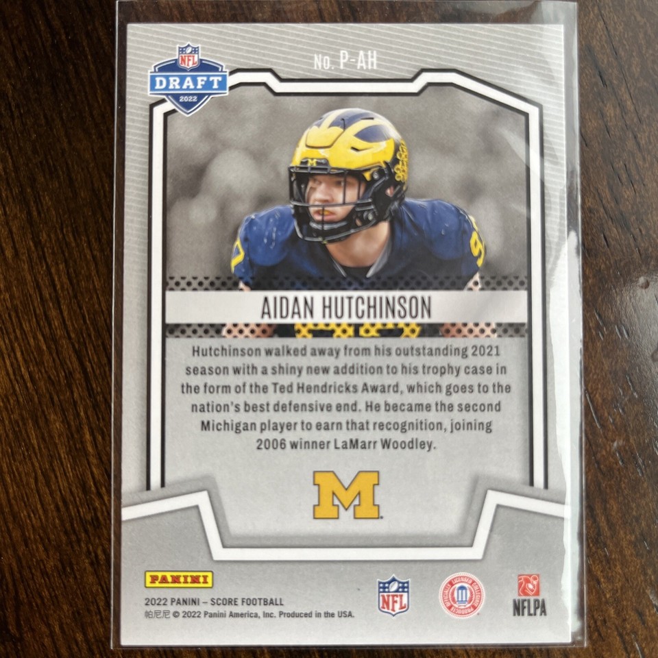 AIDAN HUTCHINSON 2022 SCORE PROTENTIAL CARD P-AH DETROIT LIONS MICHIGAN ...