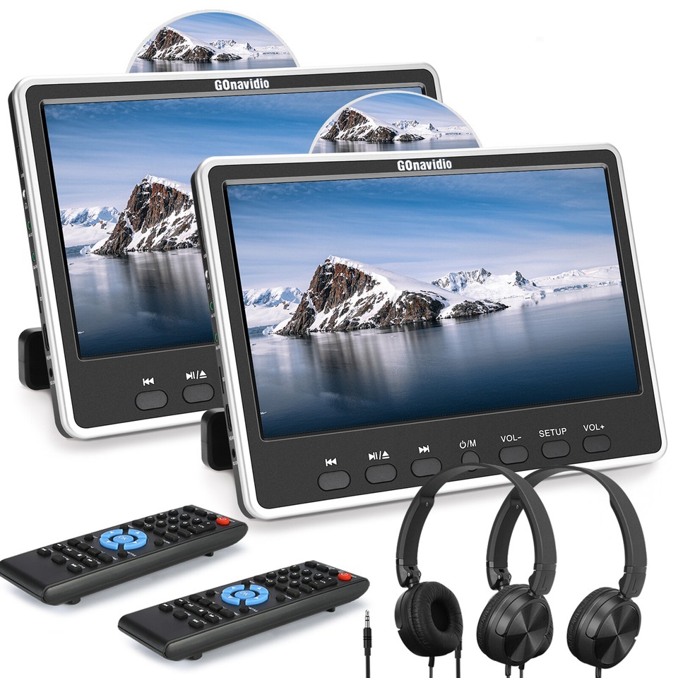 2 X 12" Screen Car DVD Player Headrest Monitor TV Full HD HDMI USB SD ...