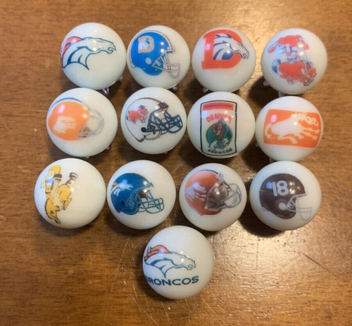 Denver Broncos NFL FOOTBALL glass marbles 5/8 size with stands | eBay