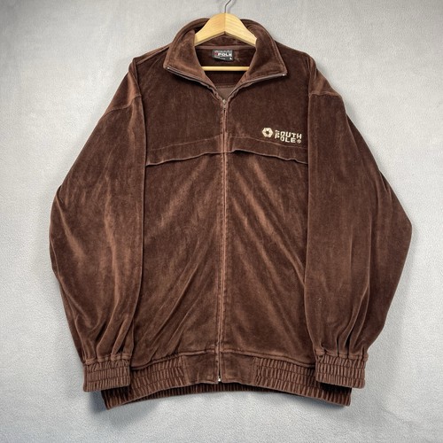 Vintage South Pole Jacket Men's Large Brown Velour Track Embroidered ...
