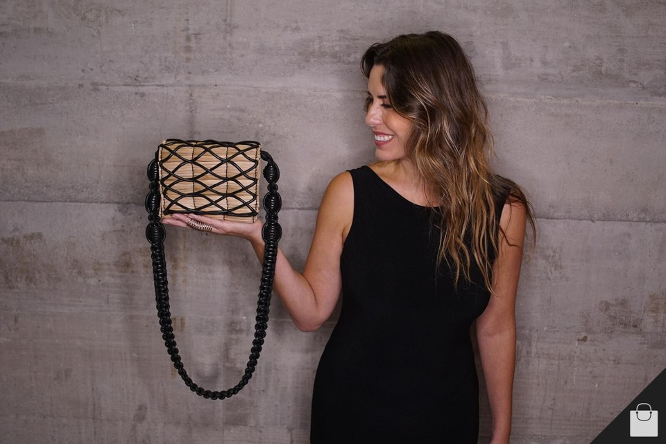 Artesa Honeycomb Bag With Black Macramé Strap Brazilian Handicraft ...