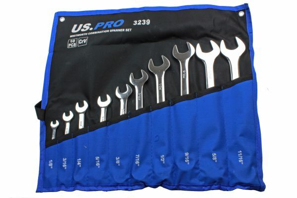 US Pro Whitworth Spanner Set Combination BSW BSF 10pc 3239 Imperial ...