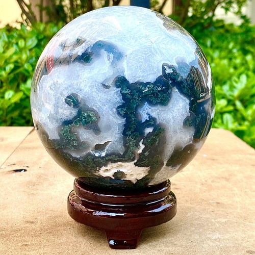 5.77LB Natural Water Grass Agate Ball Quartz Crystal Ball Healing | eBay