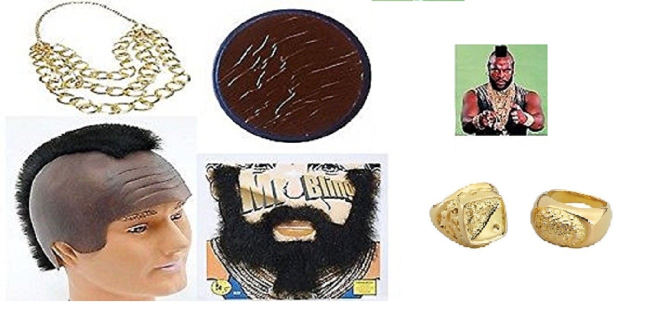 Mr T 80s TV Fancy Dress BA Baracus A Team Costume Outfit Medallion ...