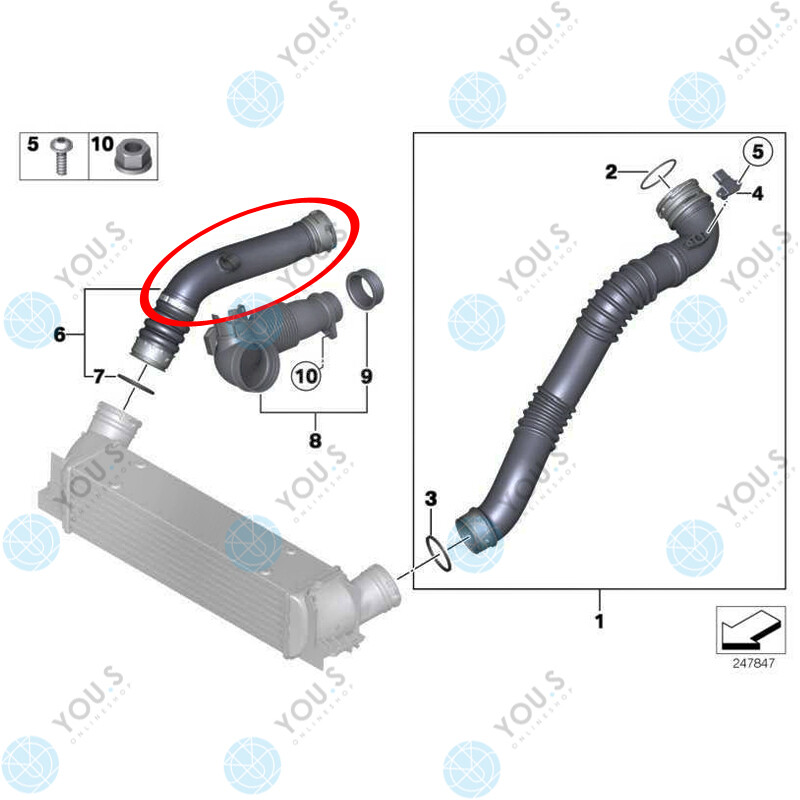 YOU.S original turbocharged hose intercharge air hose 13717597591 for ...