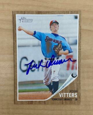 JOSH VITTERS TENESSEE SMOKIES SIGNED 2011 TOPPS HERITAGE CARD #148 W ...