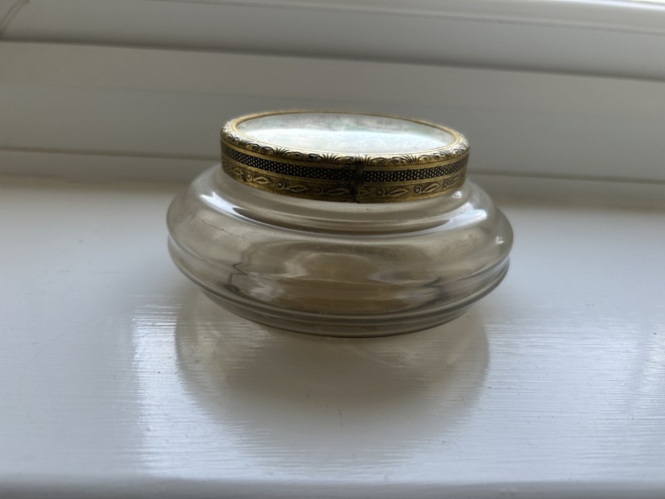 Vintage Glass Dressing Table Trinket/Powder Jar | eBay UK