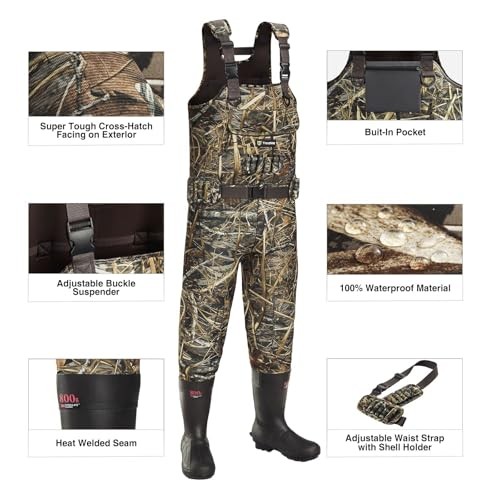 Chest Waders, Hunting Waders for Men with 800G Insulation, 9 Next Camo ...