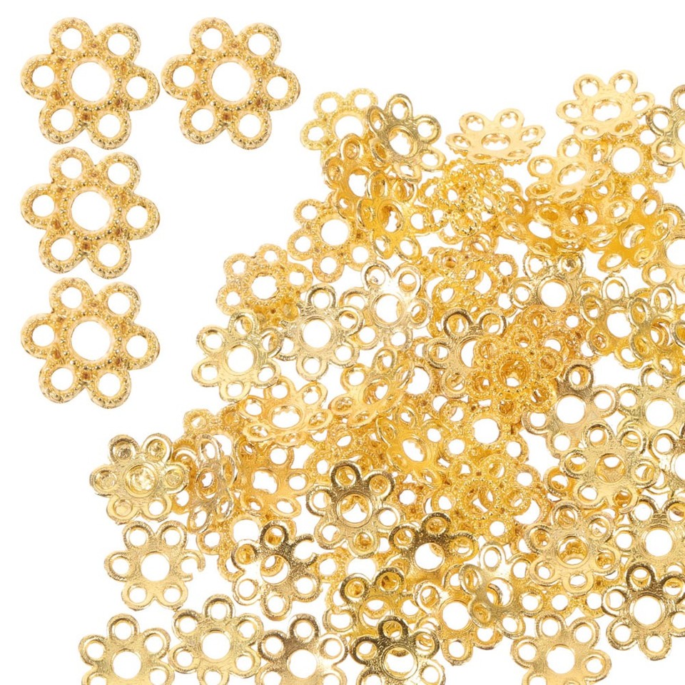 200 Pcs Large Floral Bead Caps Jewelry Making End Hollow Flower Beads ...