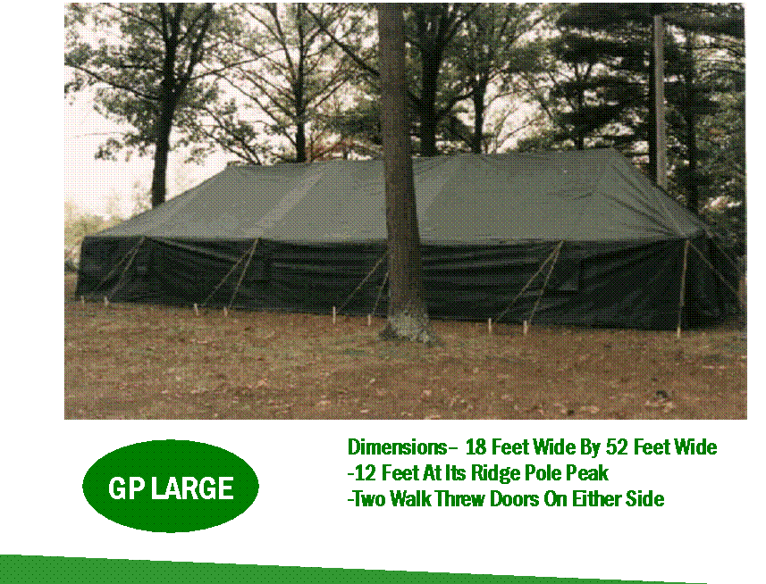 NEW USGI MILITARY VINYL LARGE GP TENT 52' X 18' COMPLETE HUNTING ...