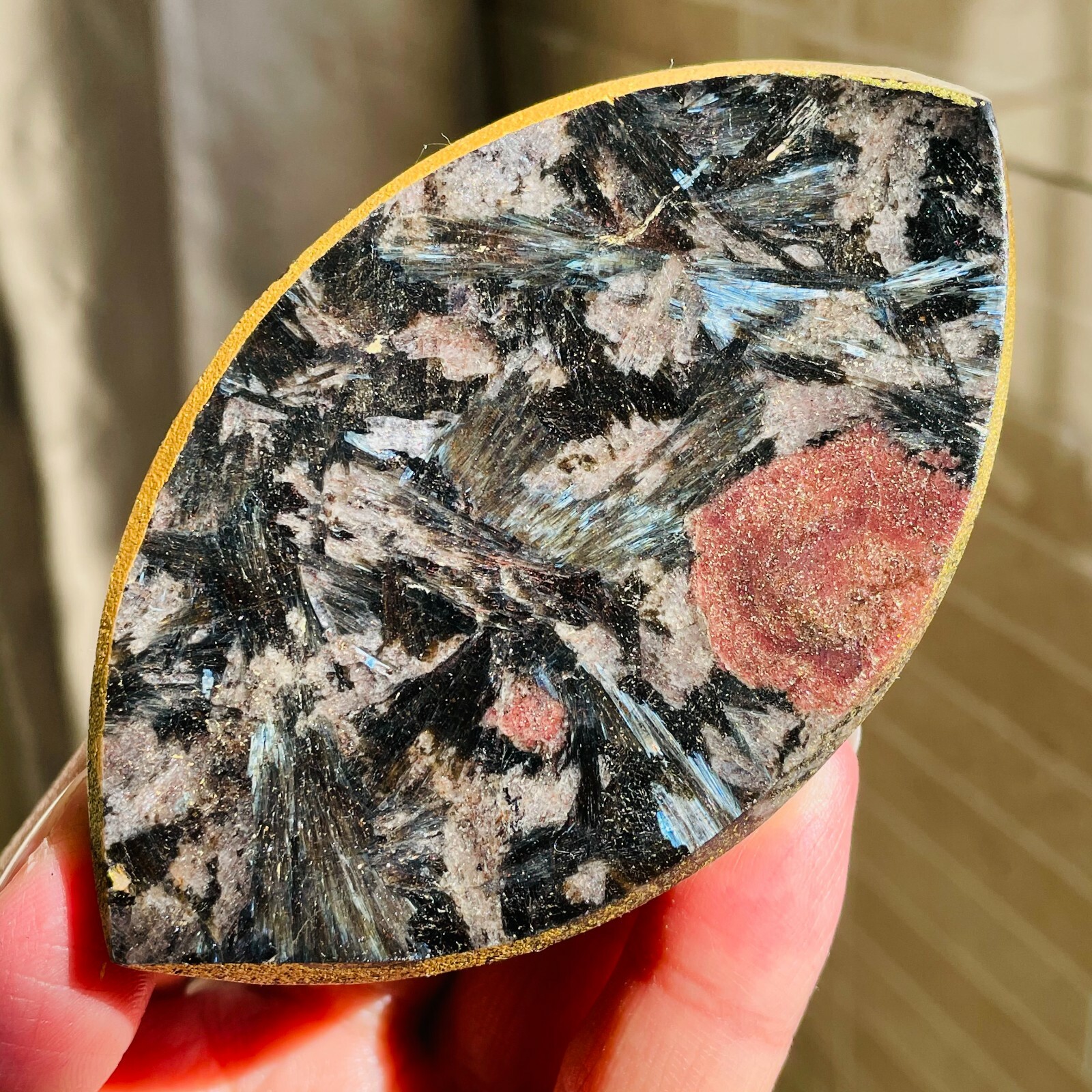 178g Garnet Astrophyllite Fireworks Stone Quartz Crystal Slice Gold ...