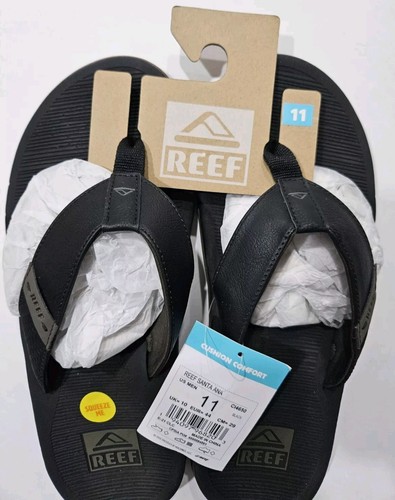 REEF Santa Ana Men's Black Flip Flops Size 11 Arch Support Water ...