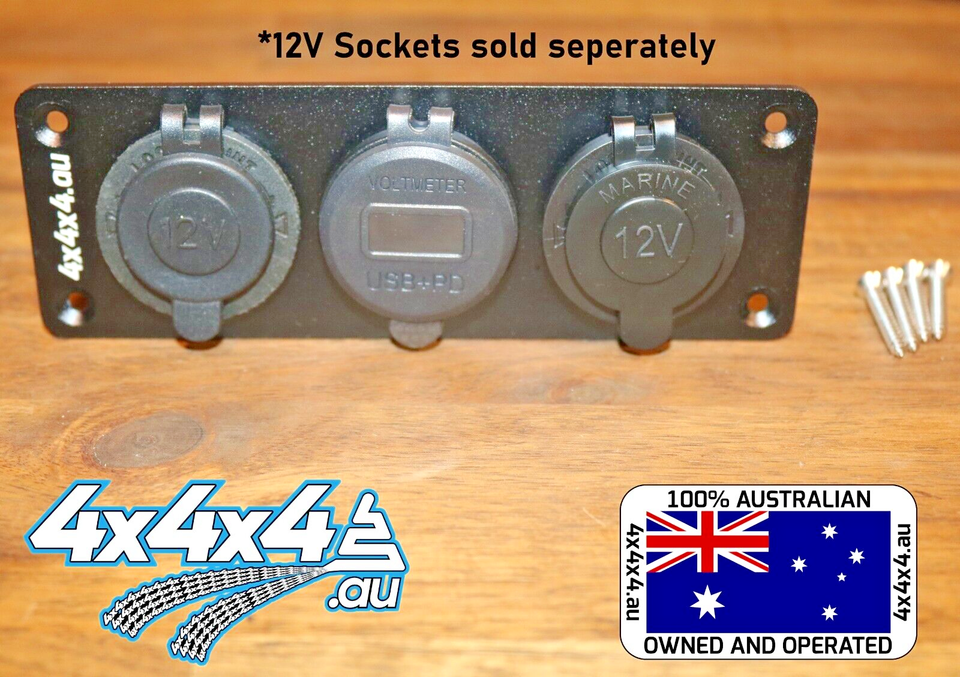 Triple Aluminium 12V Socket Panel Car Boat Caravan USB Charger Power ...
