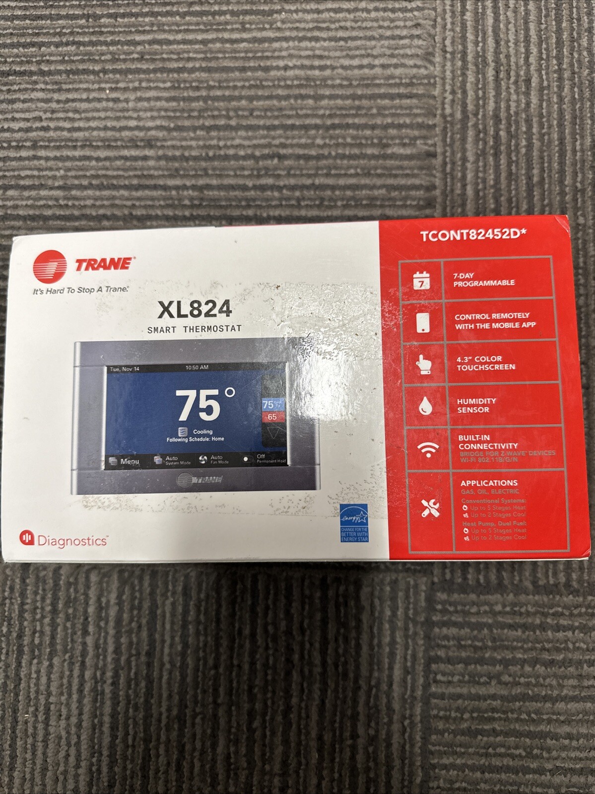Trane XL824 Connected Control Programmable Wi-Fi Smart Thermostat ...