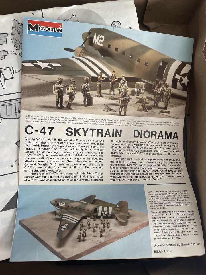1978 Monogram 5603 C-47 Skytrain Diorama Model Kit 1:48 Partially Built | eBay