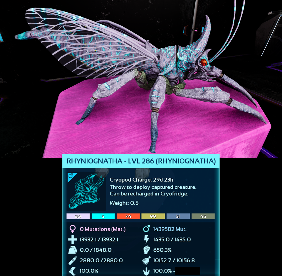 HIGH level COLORED Rhyniognatha ARK Survival Ascended ASA PVE PC/XBOX ...