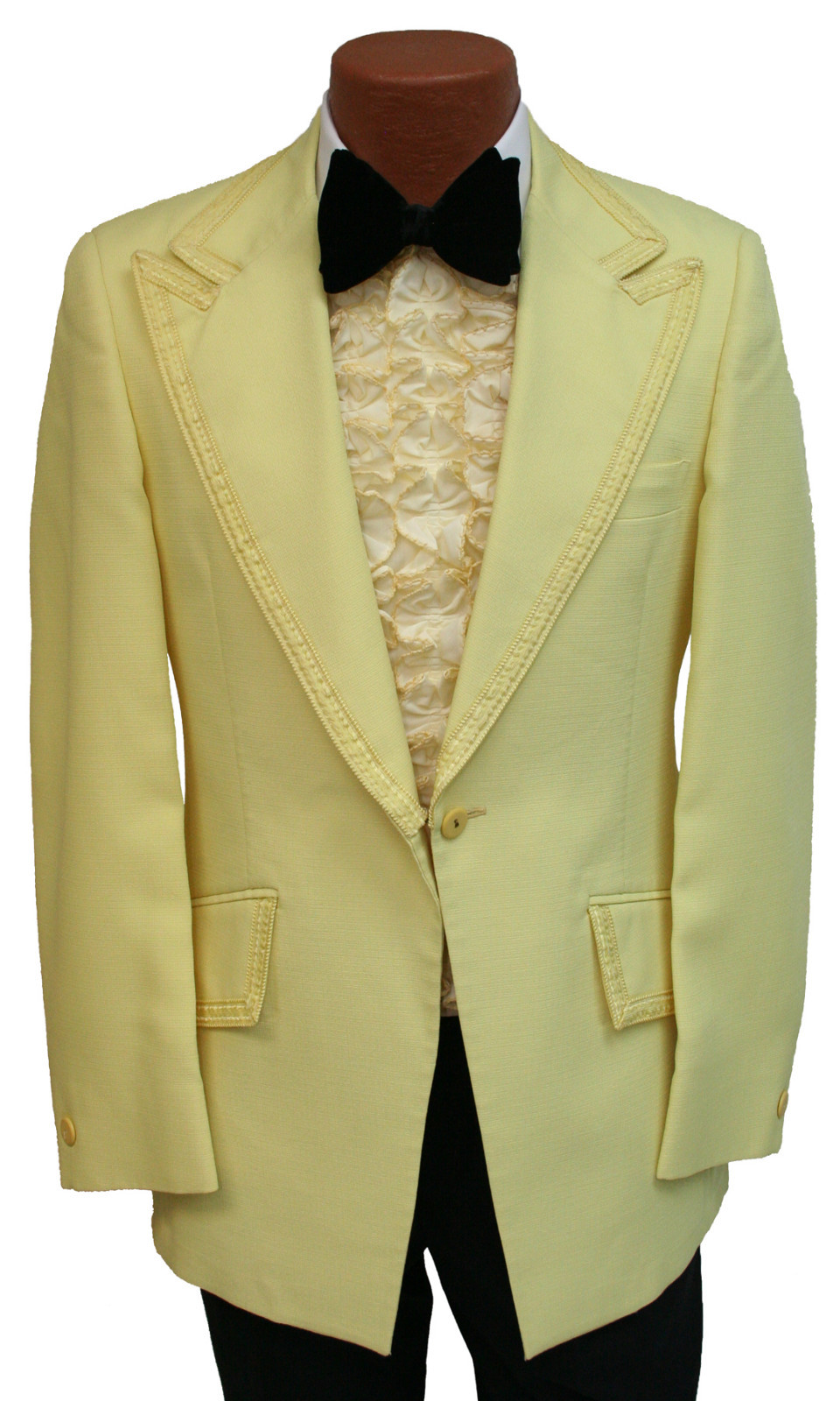 True Vintage Yellow Tuxedo Jacket with Ruffle & Bow Tie 1970's Retro ...