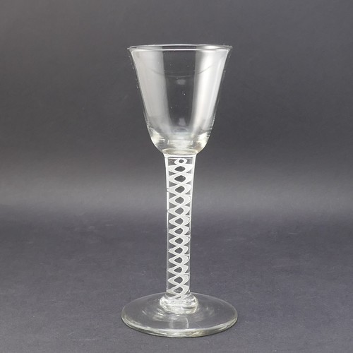 c1760, ANTIQUE 18thC GEORGIAN SSOT OPAQUE TWIST FUNNEL BOWL CORDIAL ...