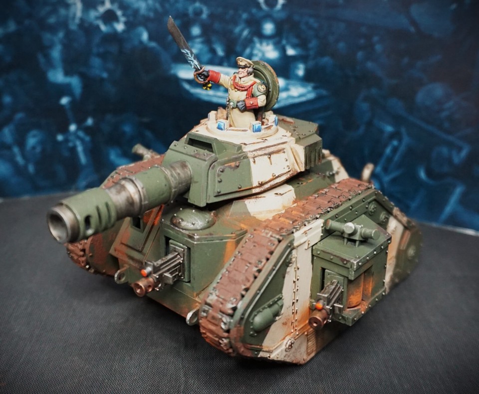 Cadian Leman Russ Battle Tank + Commander painted Warhammer 40k Astra ...