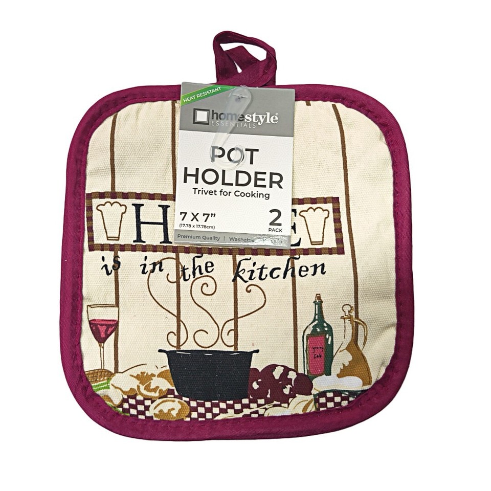 2pc Cotton Pot Holders Kitchen Cooking Baking Oven Pat Trivet Heat ...
