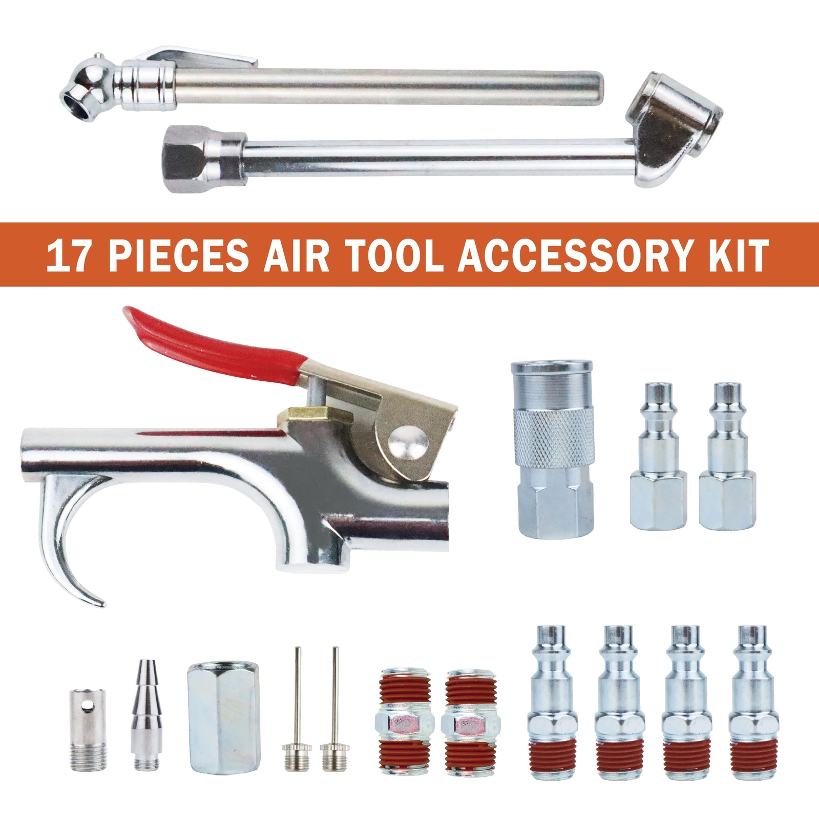 17 Pieces Air Tool Kit 3/8" X 25ft Pvc Air Compressor Hose Kit Air ...