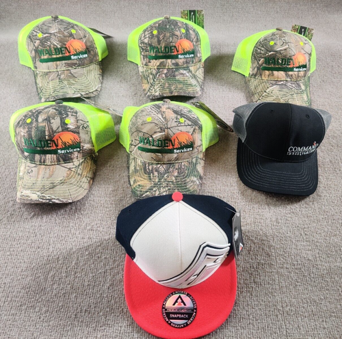 Lot of 7 Realtree Xtra Bright Green Neon Camo Camouflage Mesh Cap Hats ...