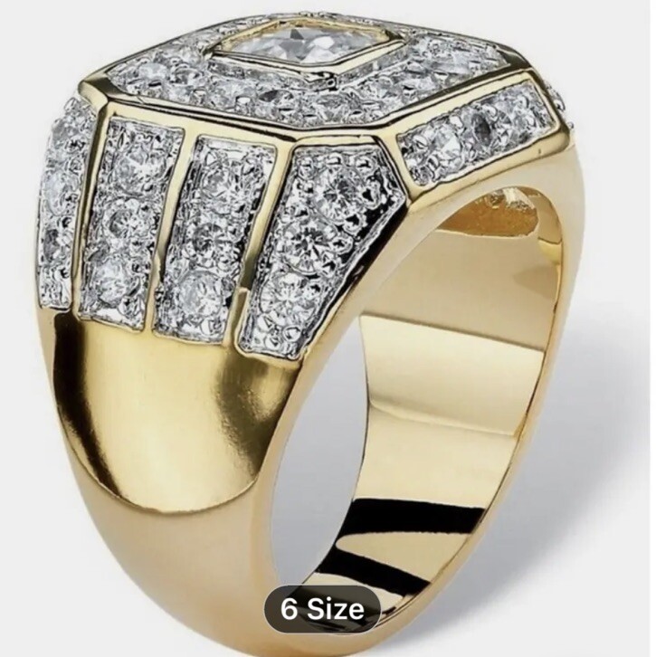 Men’s Size 10 Ring , Gold Color, With Rhinestones | eBay