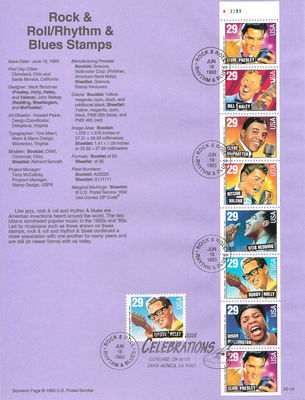 #9319 29c Rock & Roll Stamps 2731/2737 USPS Souvenir Page | eBay