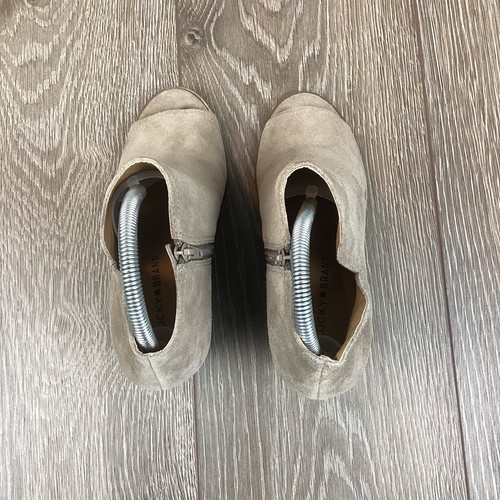 Lucky Brand Womens Taupe Suede Zip Up Peep Toe Wedge Ankle Boots 9 ...
