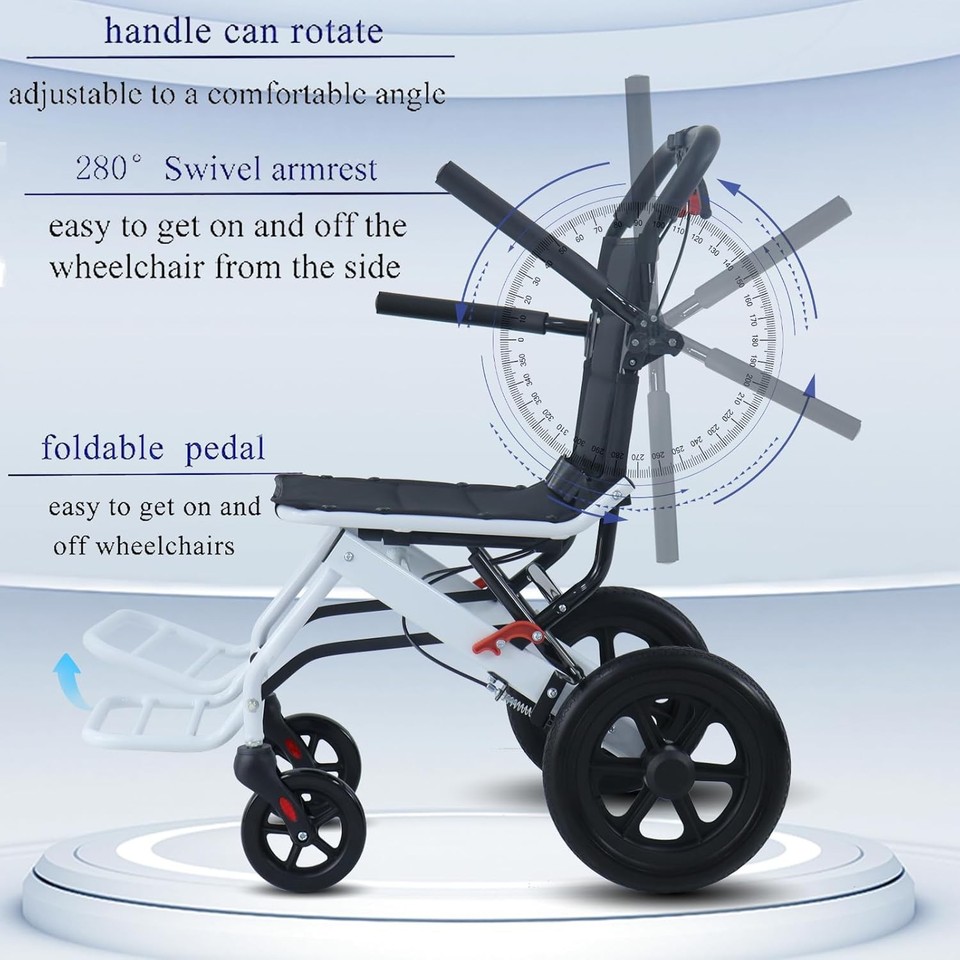 Foldable Lightweight Portable Transport Wheelchair Travel Wheelchair ...
