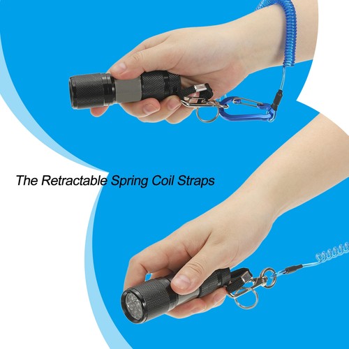 6pcs Retractable Spring Coil Straps, 6" Lanyard Cord with Clip and Ring ...