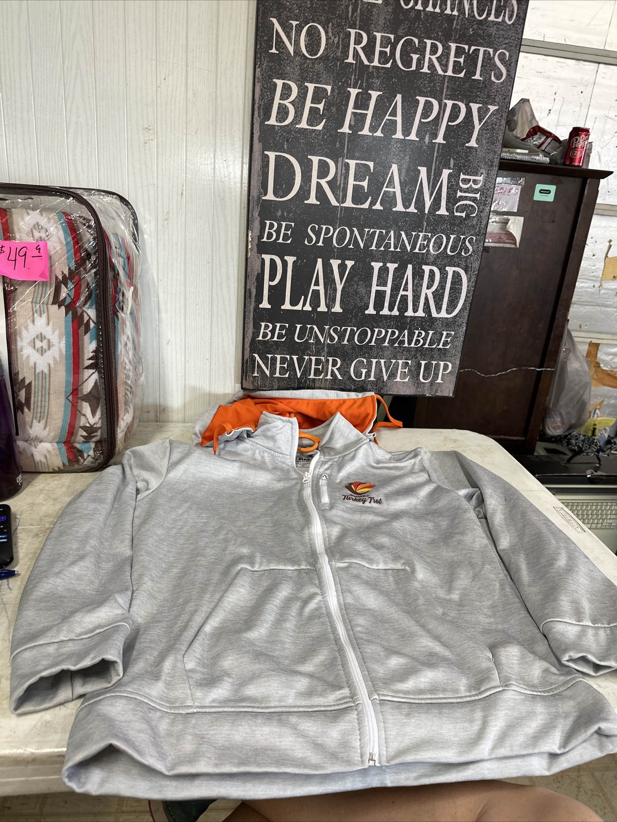 Americas Turkey Trot Thanksgiving Hoodie Gray Full Zip Jacket Women’s ...