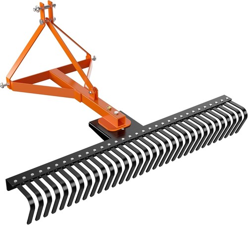 3 Point 5 FT Landscape Rake 60" 360° Rotation Rock Rake Fits Category 1 ...