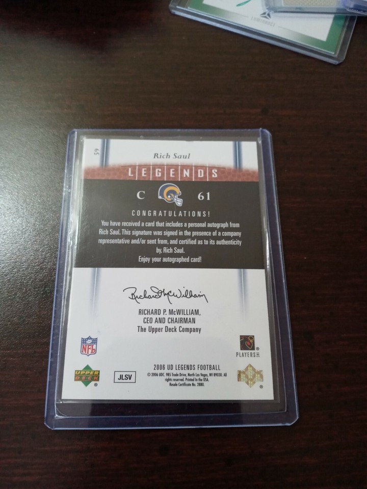 2006 Upper Deck Legends Auto Autograph Rich Saul Legendary Signatures ...