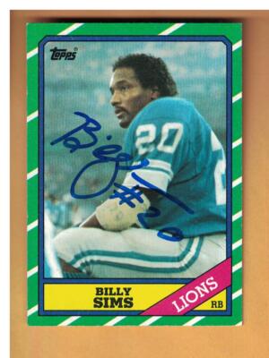 Billy Sims AUTOGRAPHED 1986 TOPPS FOOTBALL CARD SIGNED DETROIT LIONS | eBay