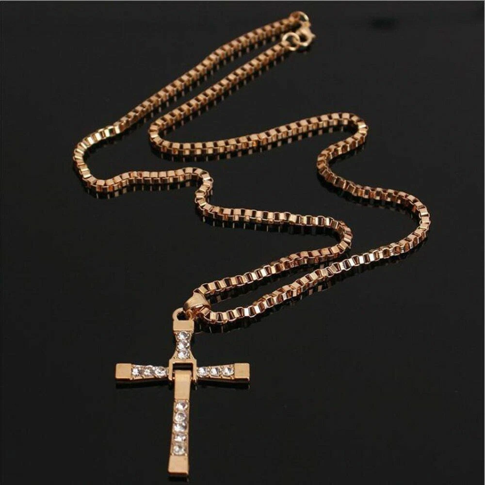 14k Yellow Gold Big Jesus Cross Pendant With Long Chain, 52% OFF