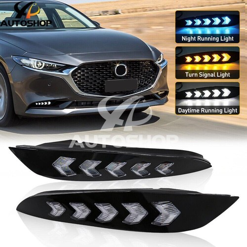 LED Fog Lamp Daytime Running Light DRL w/ Turn Signal 2pcs For Mazda 3 ...
